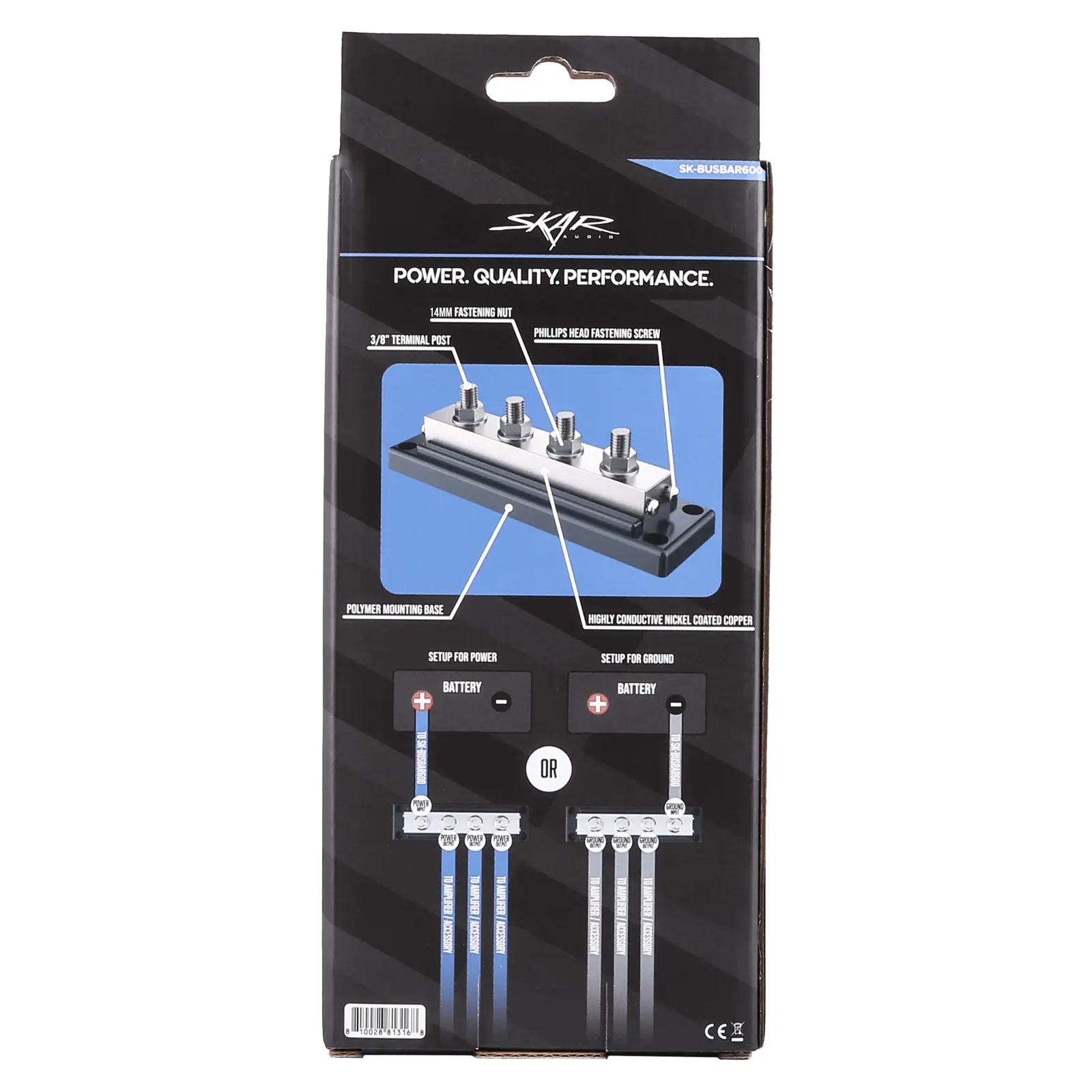 SK-BUSBAR600 | 600A Power/Ground Distribution Busbar | Skar Audio