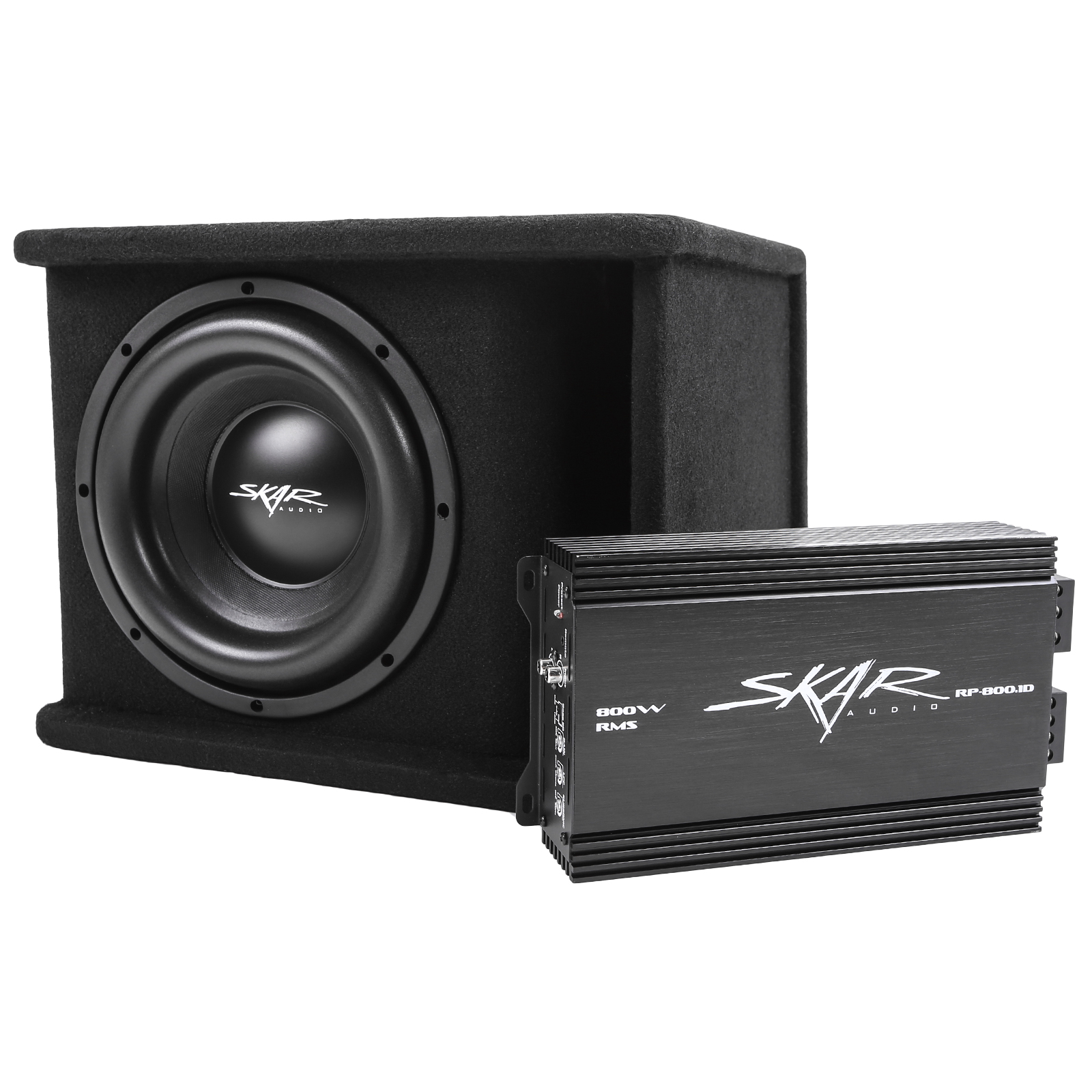 SKAR AUDIO SINGLE 10" 1200 WATT COMPLETE SDR SERIES LOADED SUB BOX AND ...