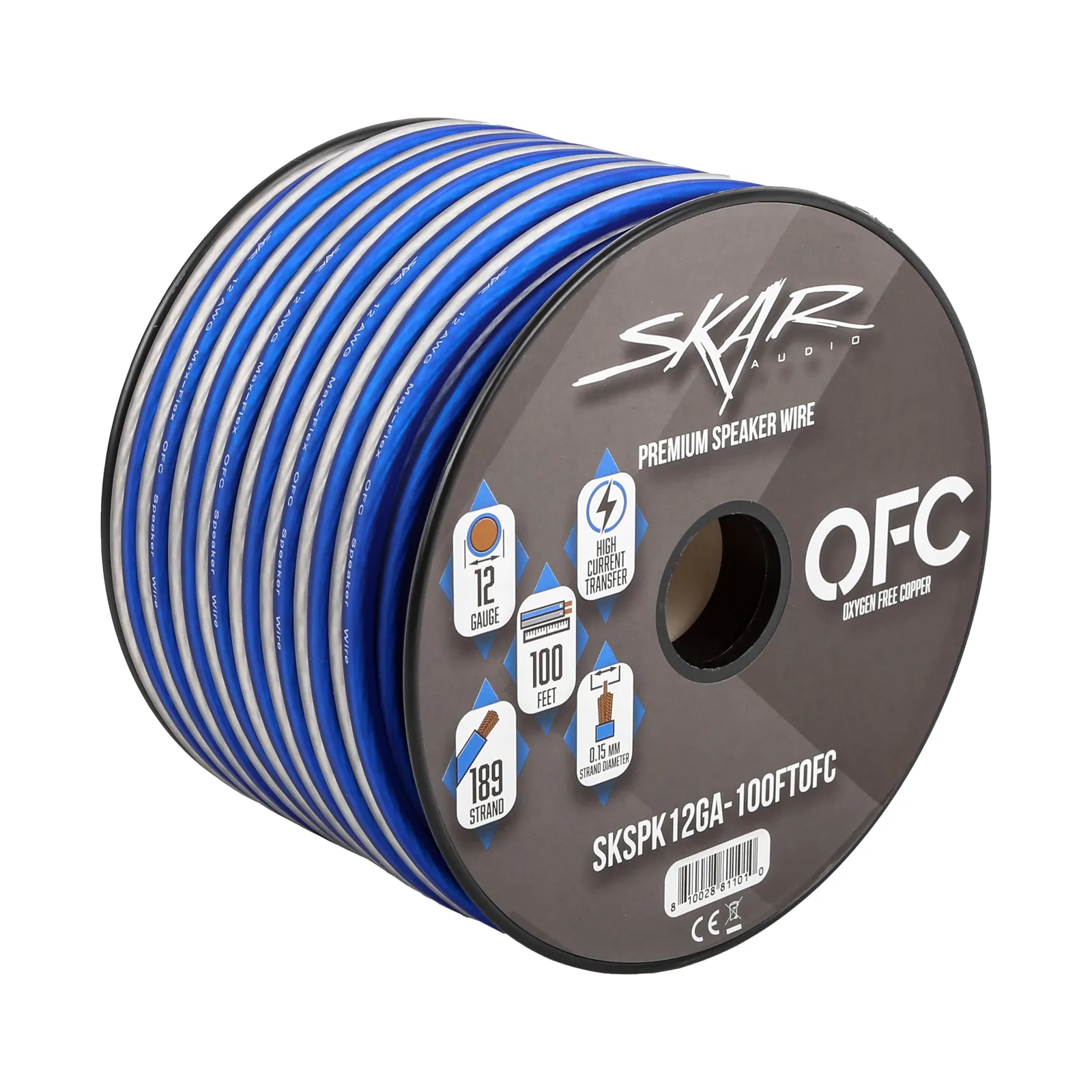 12 Gauge Elite Series OFC Car Audio Speaker Wire Blue White Skar 12 Gauge Elite Series OFC Car Audio Speaker Wire Blue White Skar